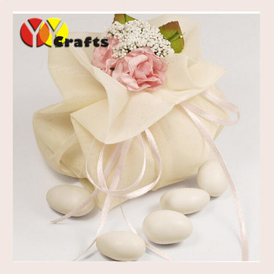 Popular pink wedding candy bags handmade fancy organza candy packaging bags