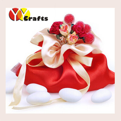Luxury silk fabrics wedding candy bags , wedding sweet bag with ribbon