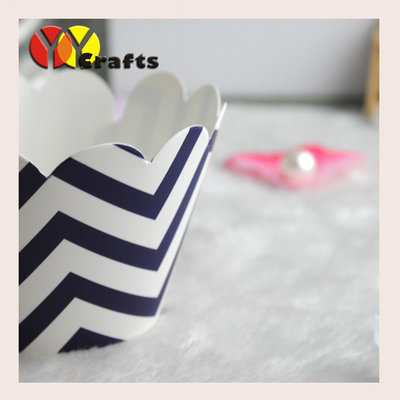 Striped Cupcake Wrappers Zebra Design White And Dark Blue