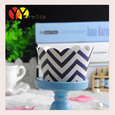 Striped Cupcake Wrappers Zebra Design White And Dark Blue