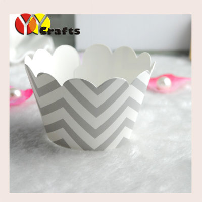 White And Grey Printing Cupcake Wrappers Colorful Waves For Birthday