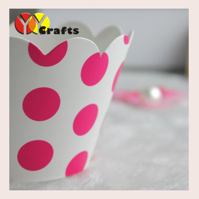 Printed red cupcake wrapper wedding / birthday party cake decorations