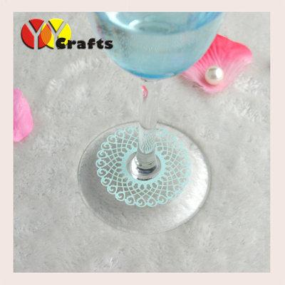 Laser cut paper fence design wine glass decoration for wedding party