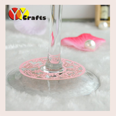 Paper laser cut Wine Glass Card wedding decoration butterfly on wine glass bottom