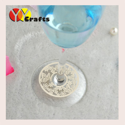 Paper laser cut Wine Glass Card wedding decoration butterfly on wine glass bottom