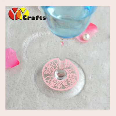 Unique glass wine claims laser cut flower design party decorations