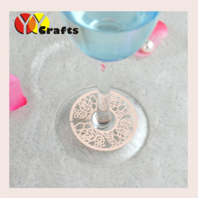 Paper wedding party wine glass bottom claims laser cut flower