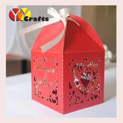 Heart favour packaging box laser cutting bird design ivory wedding gift packaging boxes