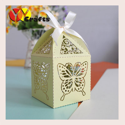 Cute mini paper Laser Cut Wedding Favor Boxes , candy and chocolate gift packing box