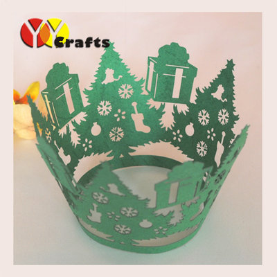 Green christmas tree Laser Cut Cupcake Wrappers holiday favours and decorations
