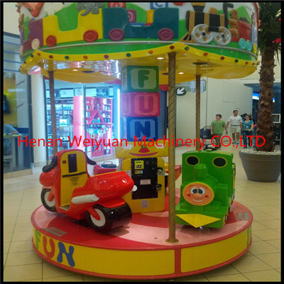 Funny kiddie rides 3 seat merry go round mini carousel for sale supplier
