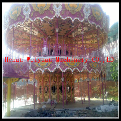 romantic amusement playground horse rides double floor carousel with LED light supplier