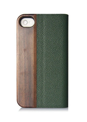 Luxury Leather Folio Wooden iPhone 4 Cover