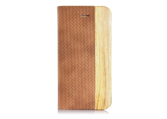 Customizable Ultra Thin Wooden Cell Phone Case Iphone5 / 5S Leather Folio Case