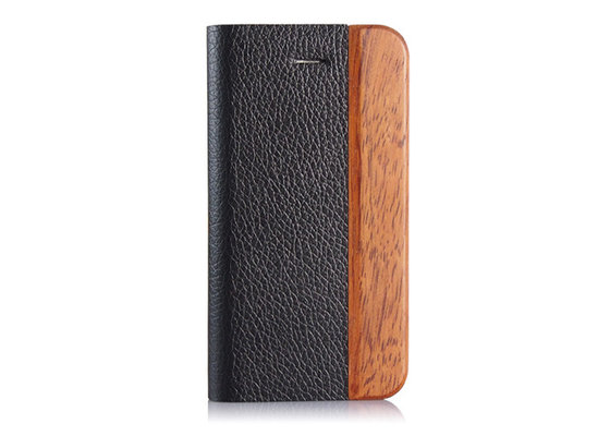 Recycled Hand Crafted iPhone Leather Folio Case Wood Mobile Phone Covers