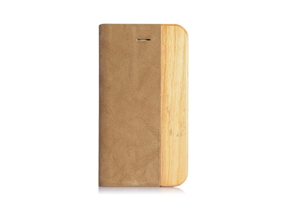 Eco-friendly Flip Wooden iPhone 4 Cover Custom Leather Cell Phone Cases