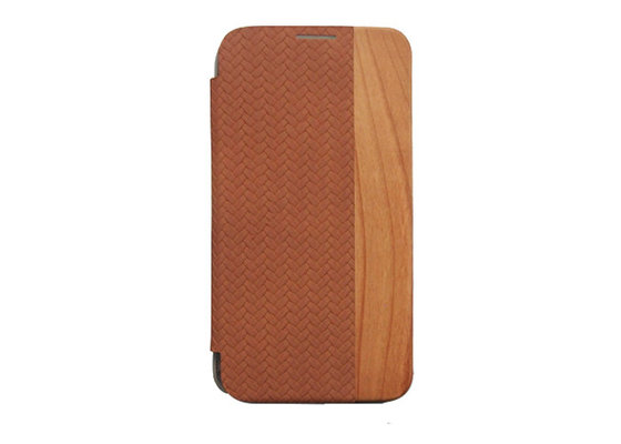 Personalized Wood And Leather Cell Phone Samsung Galaxy S5 Wallet Case Waterproof