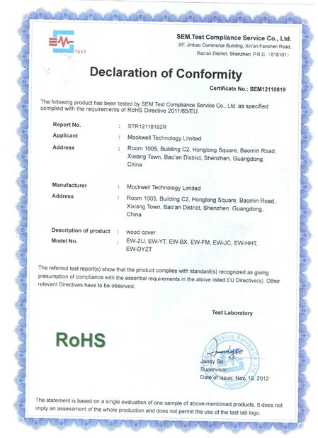 China Mockwell Technology Limited certification