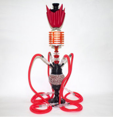 2018 Newest Model LED Light Hookah Shisha Made In Resin with 4 Silicone Tubes and Flower Wind Cover