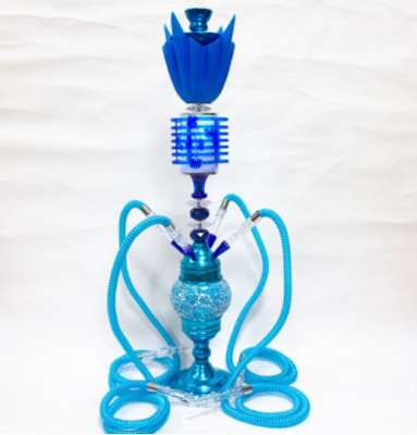 2018 Newest Model LED Light Hookah Shisha Made In Resin with 4 Silicone Tubes and Flower Wind Cover