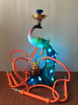 Big Size Peacock Luxury Customers Design Resin Material Hookah Shisha for Clubs with 4 Big Plush Somking Pipes