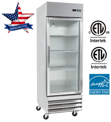 Upright Glass Door Refrigeator, reach in refrigerator, stainless steel refrigerator commercial refrigeator ETL UL