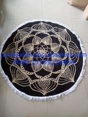 China Custom Reactive Printed Cotton Circle Beach Towel Round with fringe tassels supplier