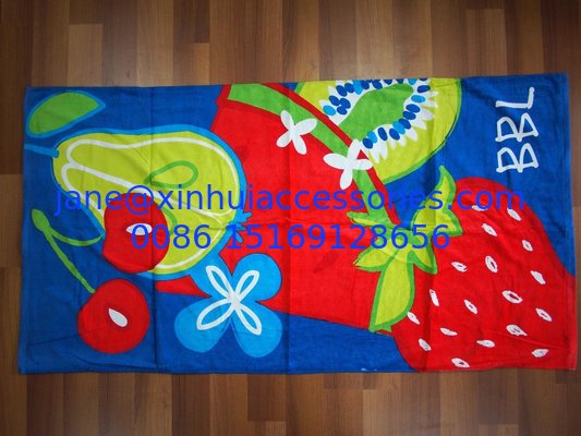 custom beach towels 100% cotton velour reactive printing beach towels small MOQ supplier