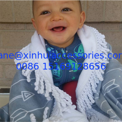 Cheaper price small MOQ custom printed children round beach towel baby beach towel with tassels supplier