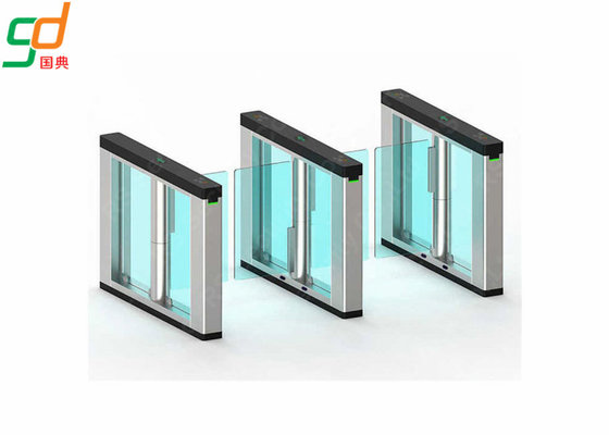 Building  Supermarket Swing Gate Servo Motor Glass Turnstile With RFID Reader