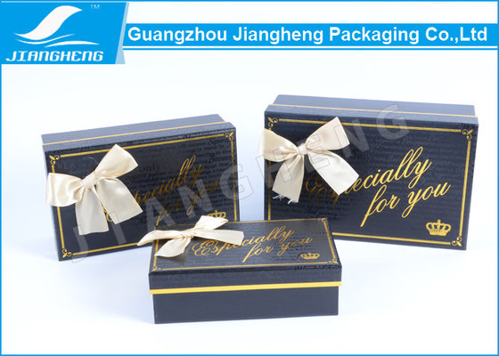 Cajas de regalo decorativas negras de la cartulina, base del Bowknot y cajas de cartón únicas de la tapa