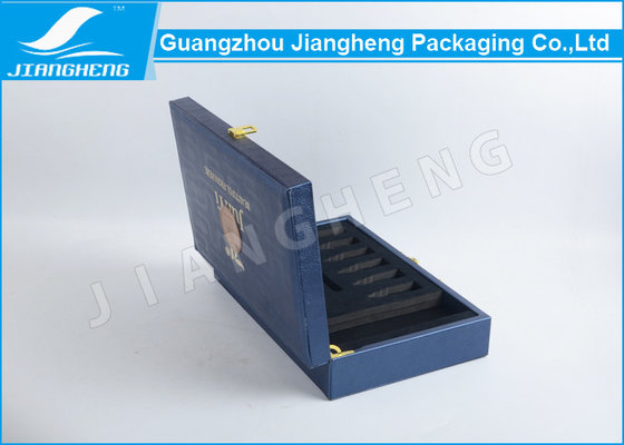 Caja azul marino determinada de la caja de regalo del cuero de la PU del perfume con la certificación de la BV de la manija del oro