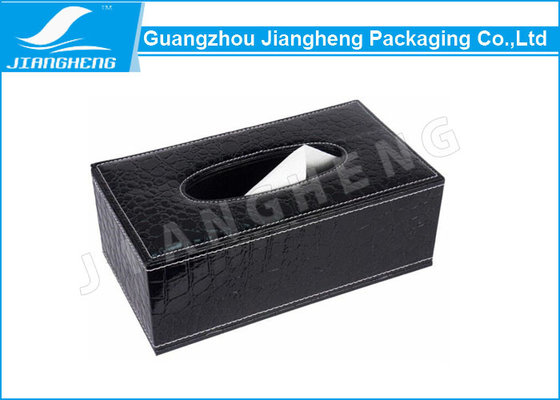 Caja de regalo del cuero del tejido de la PU del rectángulo que empaqueta color negro con la ventana