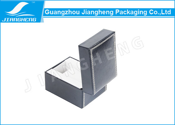 Caja de reloj negra de cuero rectangular de la PU de las cajas de regalo del reloj de los hombres sola con la costura