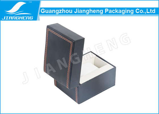 Cajas de empaquetado de costura anaranjadas del reloj de los hombres, caja de reloj de lujo con la almohada del terciopelo