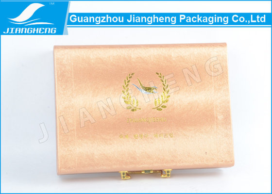 Caja de regalo vacía material de la imitación de cuero brillante del oro personalizada con caliente del logotipo sellado
