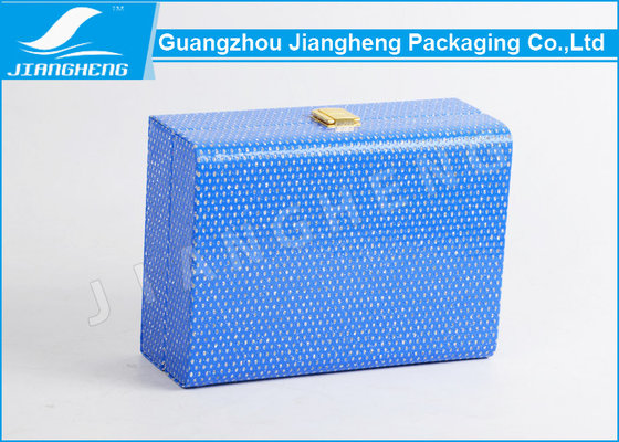 Caja de regalo tamaño pequeño del cuero de la PU del azul/caja de empaquetado del cuero con la cerradura del oro