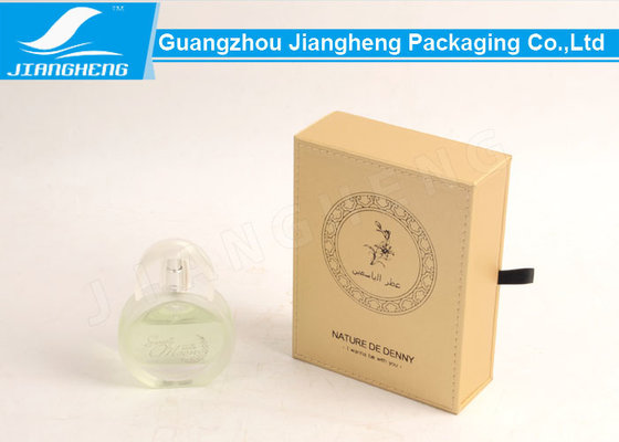 Cajas de regalo durables del perfume del cuero de la PU del amarillo con el sellado caliente de la hoja del negro del logotipo