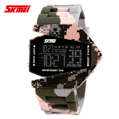 Camo Design LCD Analog Watch USA European Market Metal Case Silicone Band