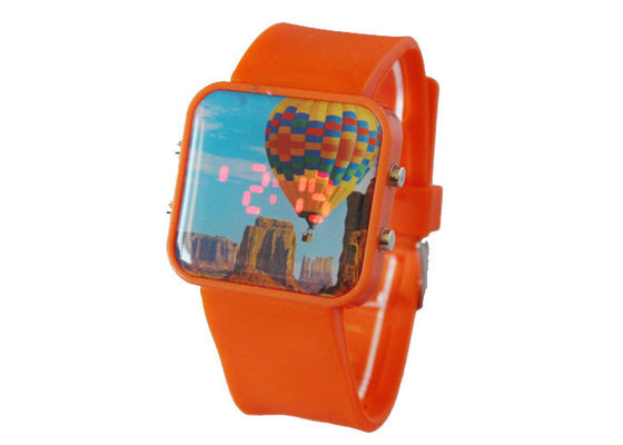 Big Square Pattern Touch Screen Digital Watches Stainless Steel Back for Children