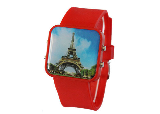 Big Square Pattern Touch Screen Digital Watches Stainless Steel Back for Children