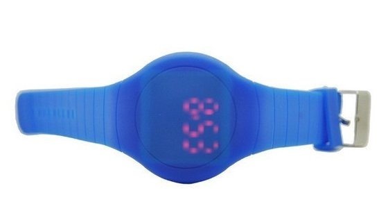 Purple Round Face LED Digital Wrist Watch For Women With Logo Debossed