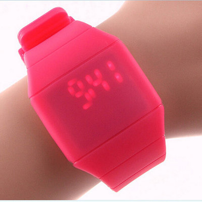 Vogue silicone Touch Screen LED Digital Mirror Face Watch For School Student