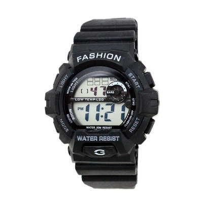 Outdoor Adult Black Strap Digital Wrist Watch 24 Hour System , Water Resistant