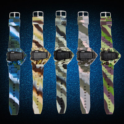 Colorful Camouflage Digital Wrist Watch PU Resin Band , Plane Style