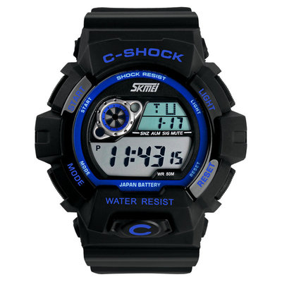 5 ATM Cool LCD EL Backlight Watch For Men , Waterproof Wrist Watch