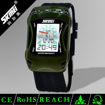 Popular LCD Digital Watches Car Sharped Sport Carton For Funny Kids