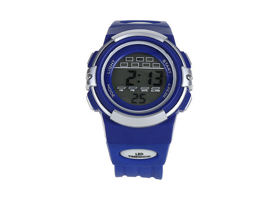 OEM Blue Sport LED Digital Sport Watches With Stainless Steel Case Back