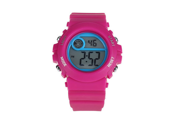30M Water Resistant Red ABS Case And PC Band LCD Digital Watches As Gift For Kid