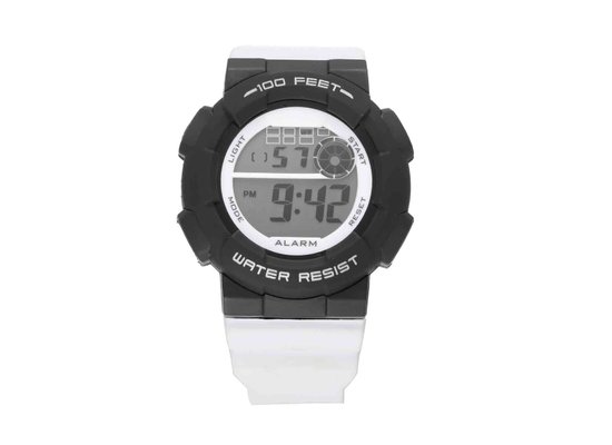 Fashion 3 ATM Water Resistant Sport LCD Digital Watches , Black Face And White Strap